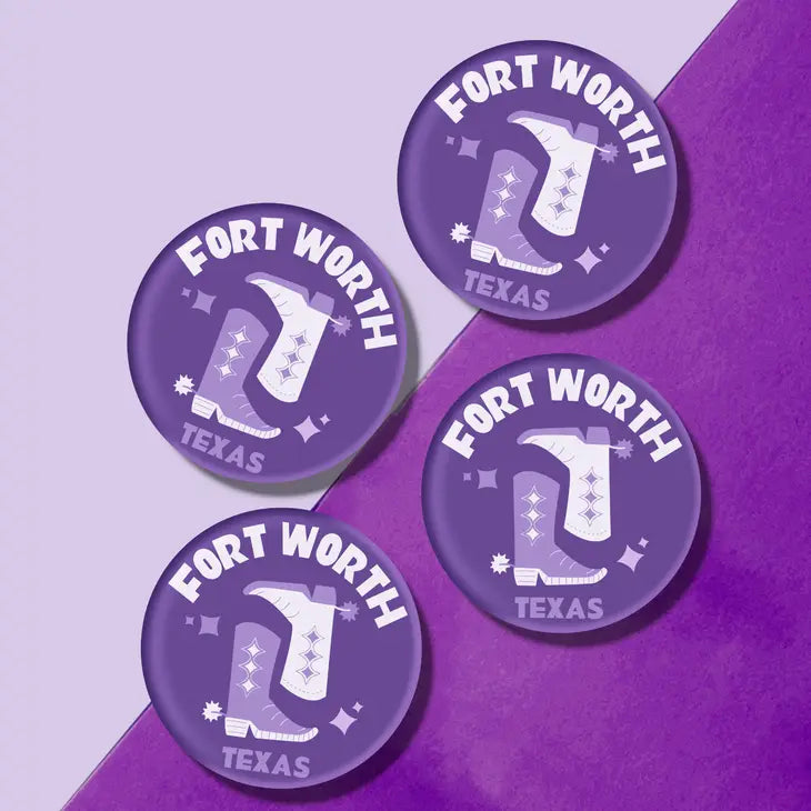 Fort Worth, Texas Acrylic Drink Coaster – Navy Blooms