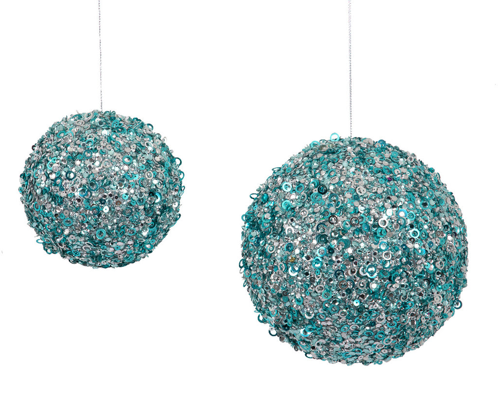 Mixed Sequined Blue/Silver Ball Ornaments – Navy Blooms
