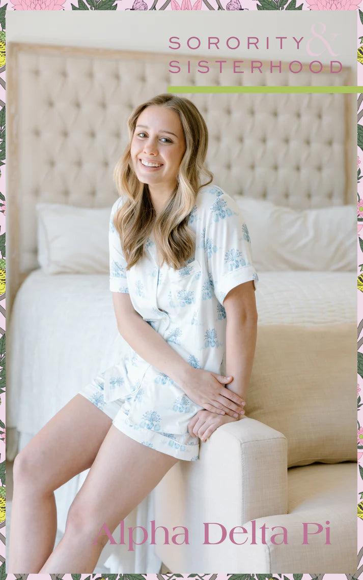 Alpha Delta Pi Heirloom Pajamas – Navy Blooms