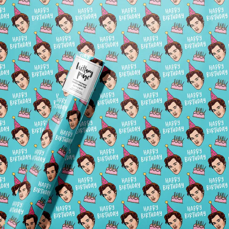 Harry Birthday Wrapping Paper – Navy Blooms