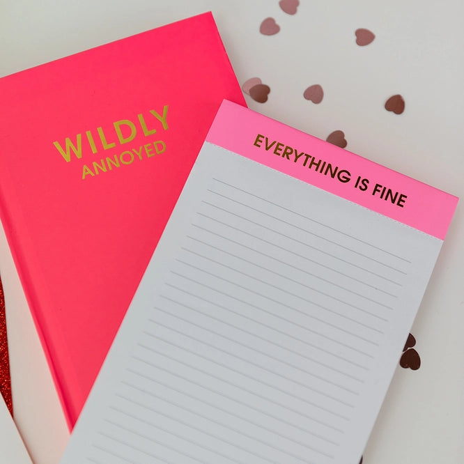 Everything Is Fine - Lined Notepad - Pink – Navy Blooms
