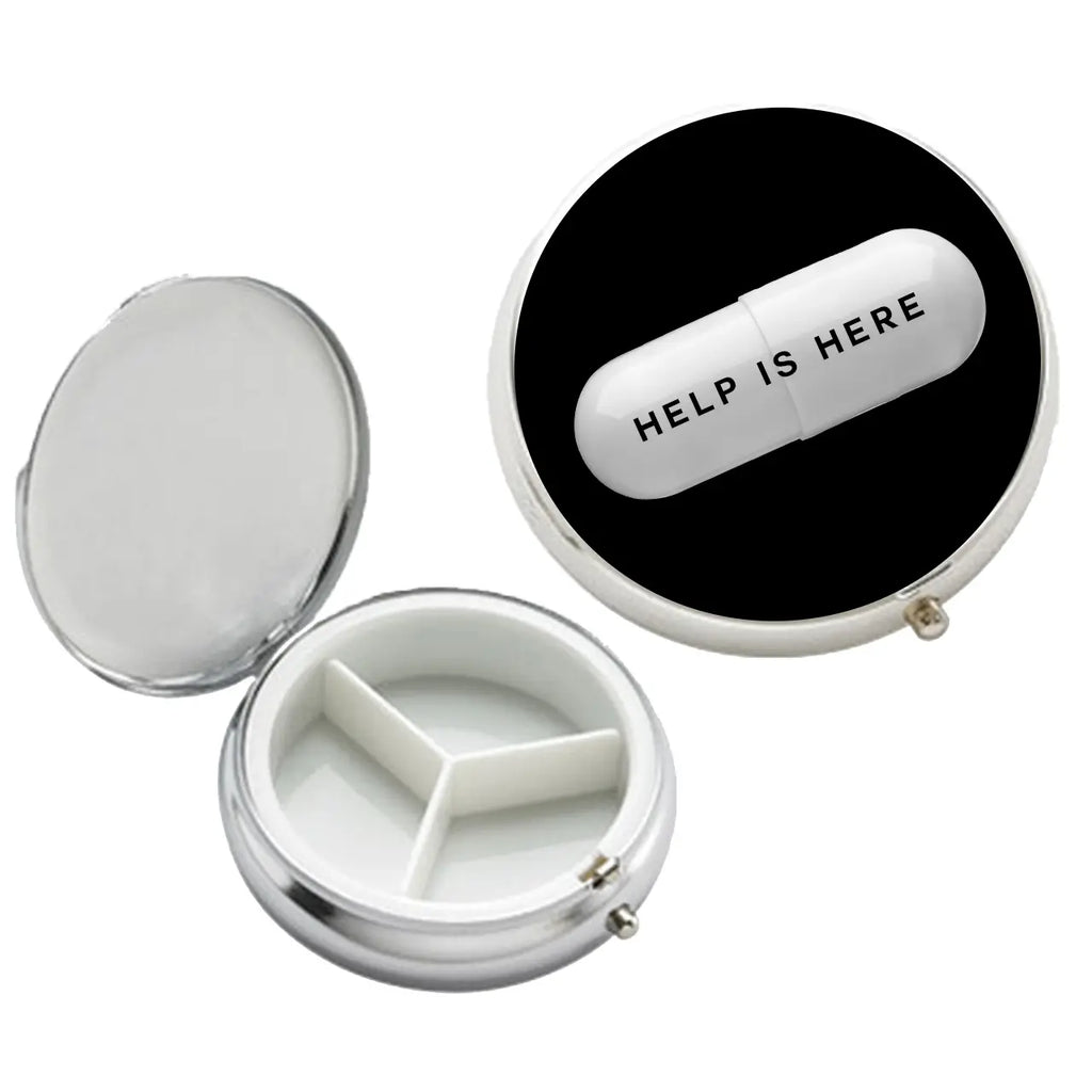 Pill Case - Help Is Here – Navy Blooms