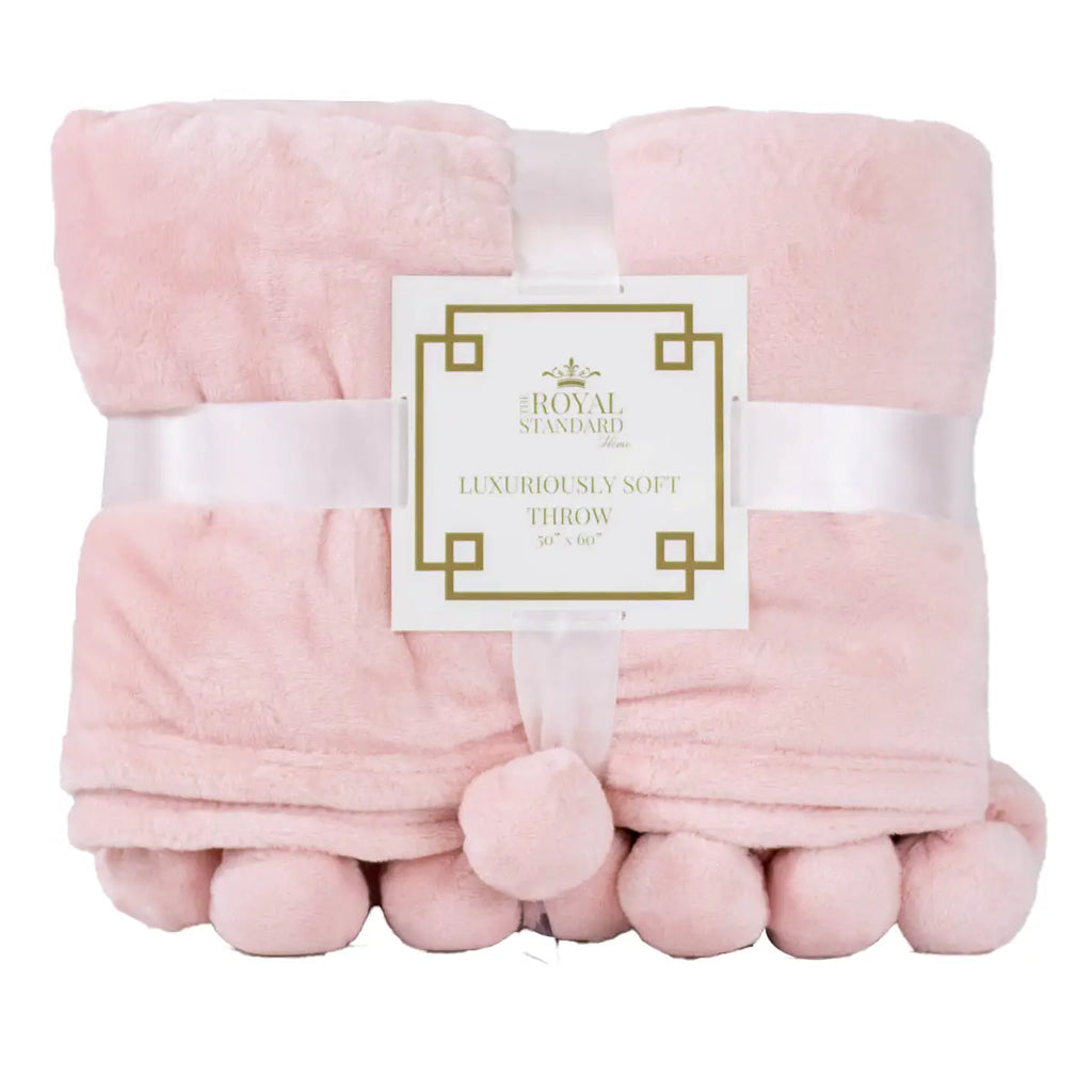 Cozy Pom Pom Throw Light Pink – Navy Blooms