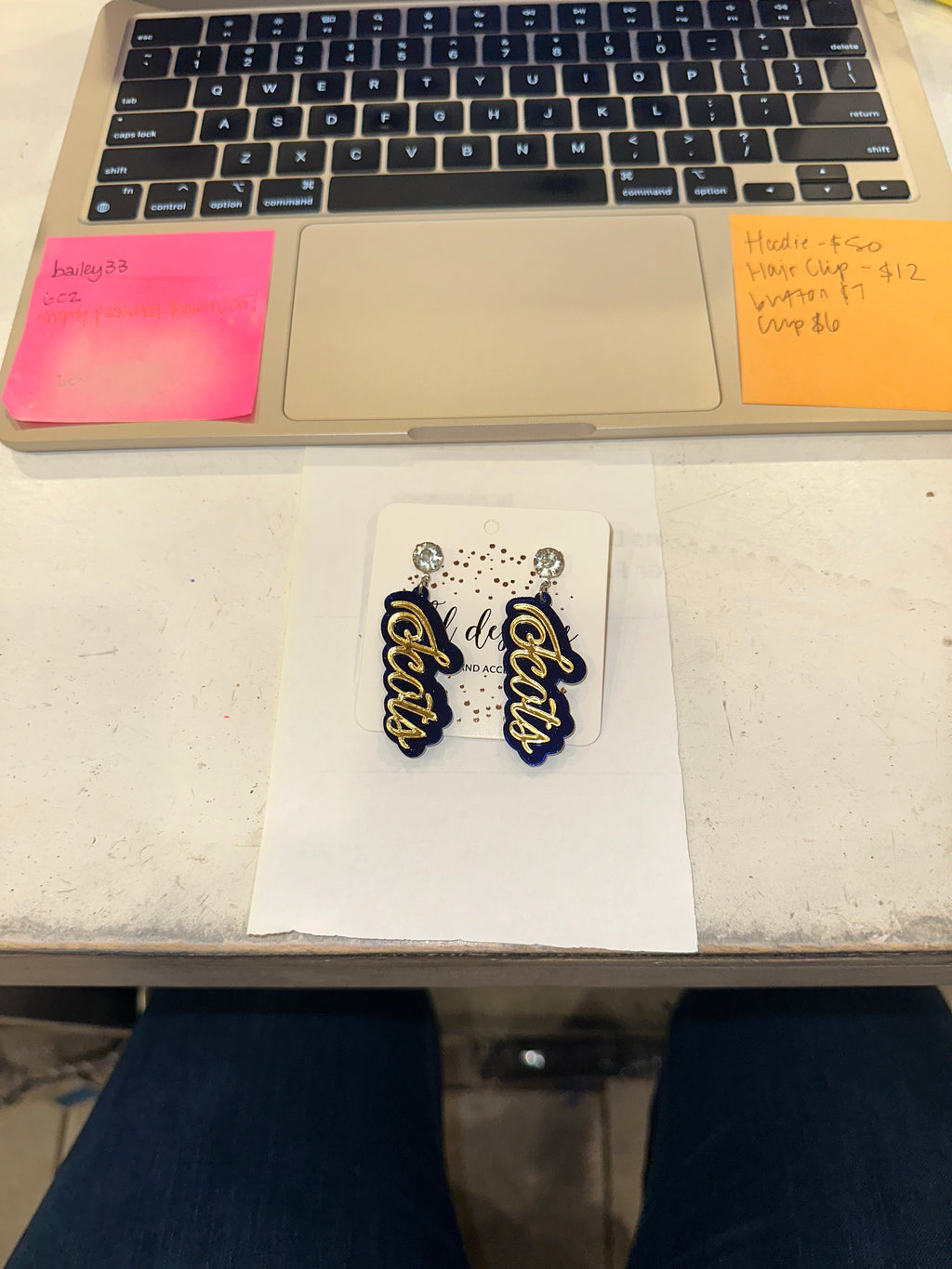 Scots Cursive Earrings – Navy Blooms