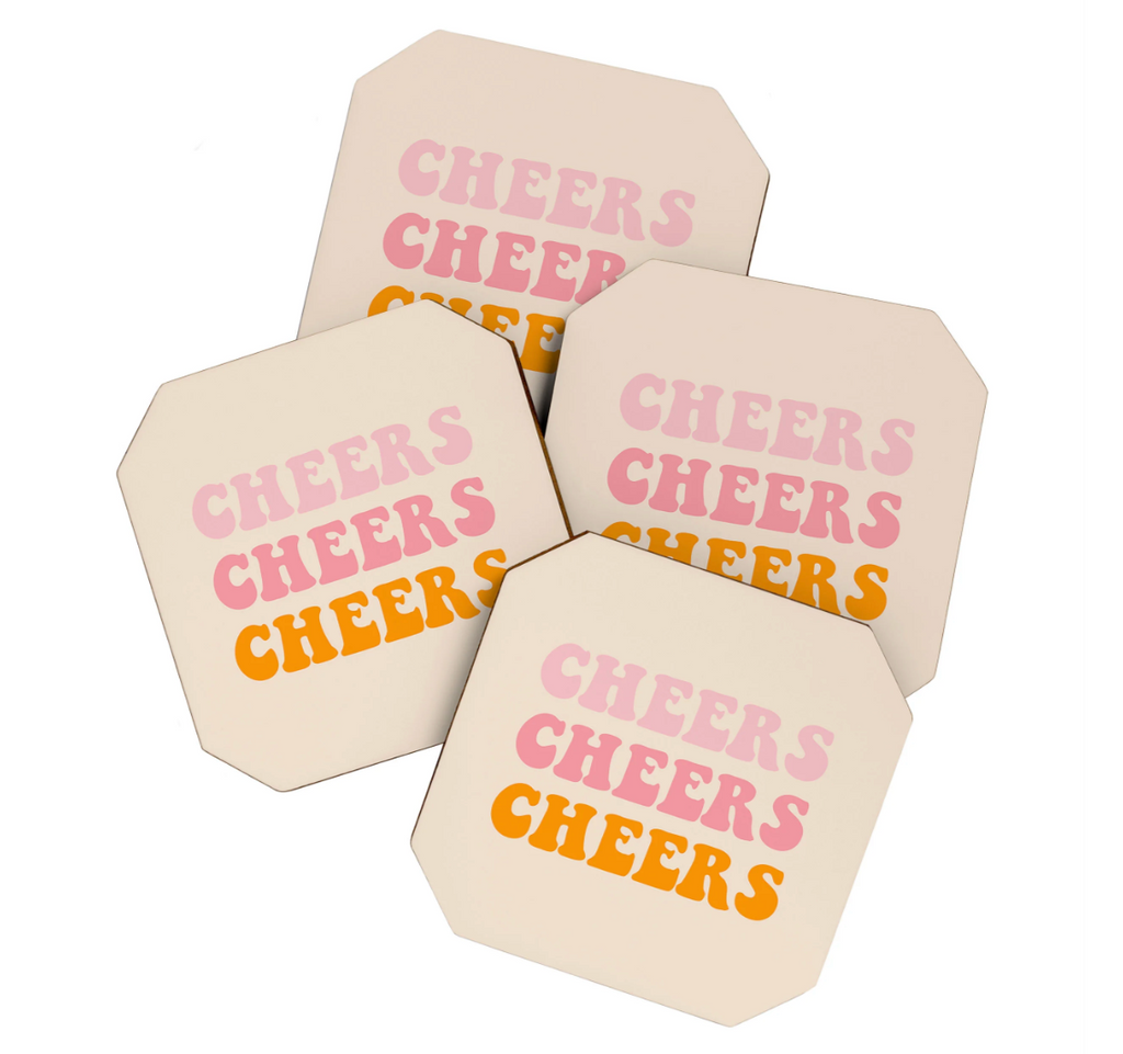 Cheers Cheers Cheers Coasters – Navy Blooms