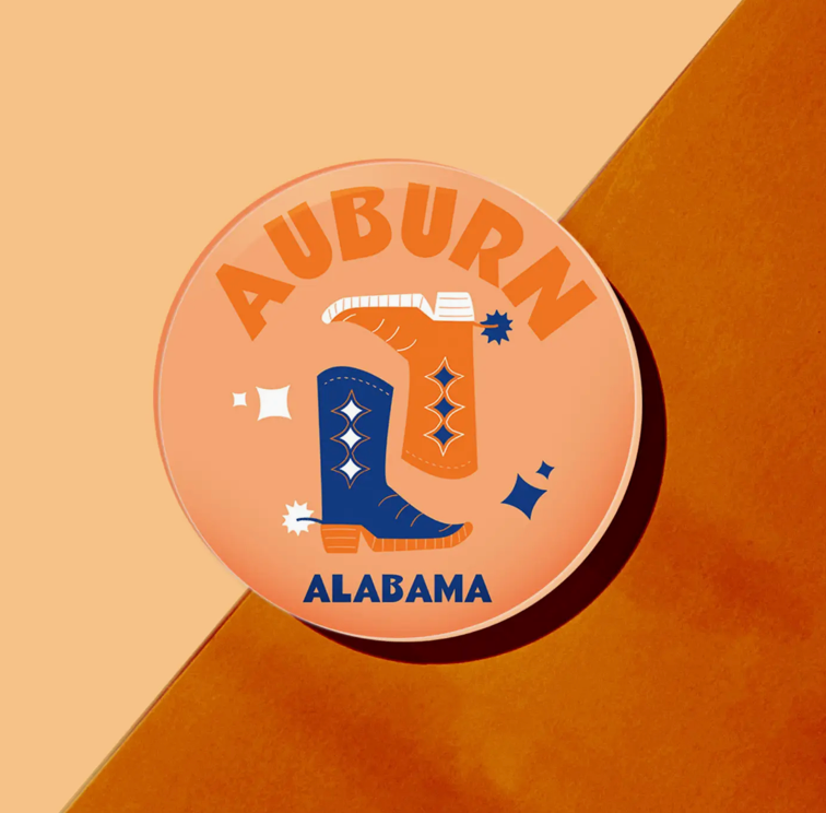 Auburn, Alabama Drink Coaster – Navy Blooms