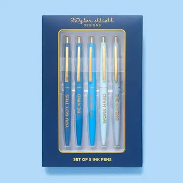 Motivational 5 Piece Pen Set – Navy Blooms